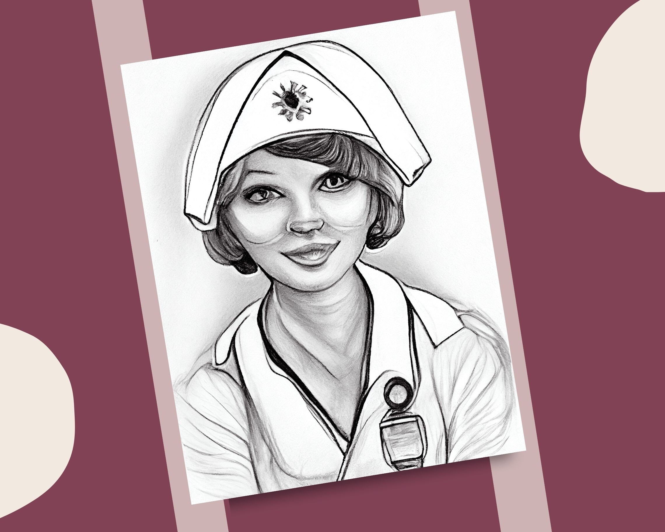 10 Nurse Portraits Coloring Pages Nurse Face Portrait Printable ...