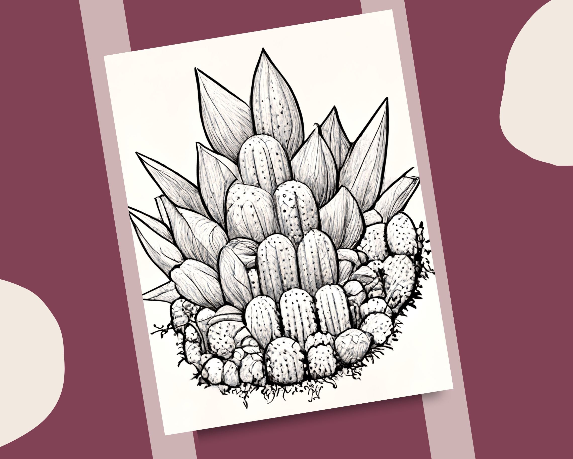 10 Cactus Coloring Pages Realistic Cacti Printable Coloring - Etsy