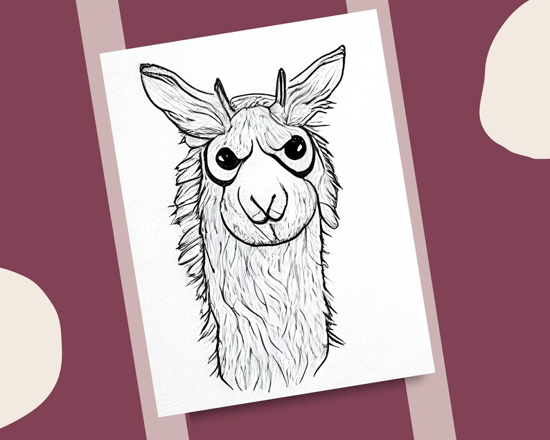 10 Llamas Coloring Pages Cartoon Llama Illustrations Printable Coloring ...