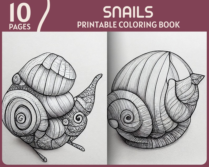 10 Snails Coloring Pages Snail Animal Theme Printable Coloring Book - Etsy