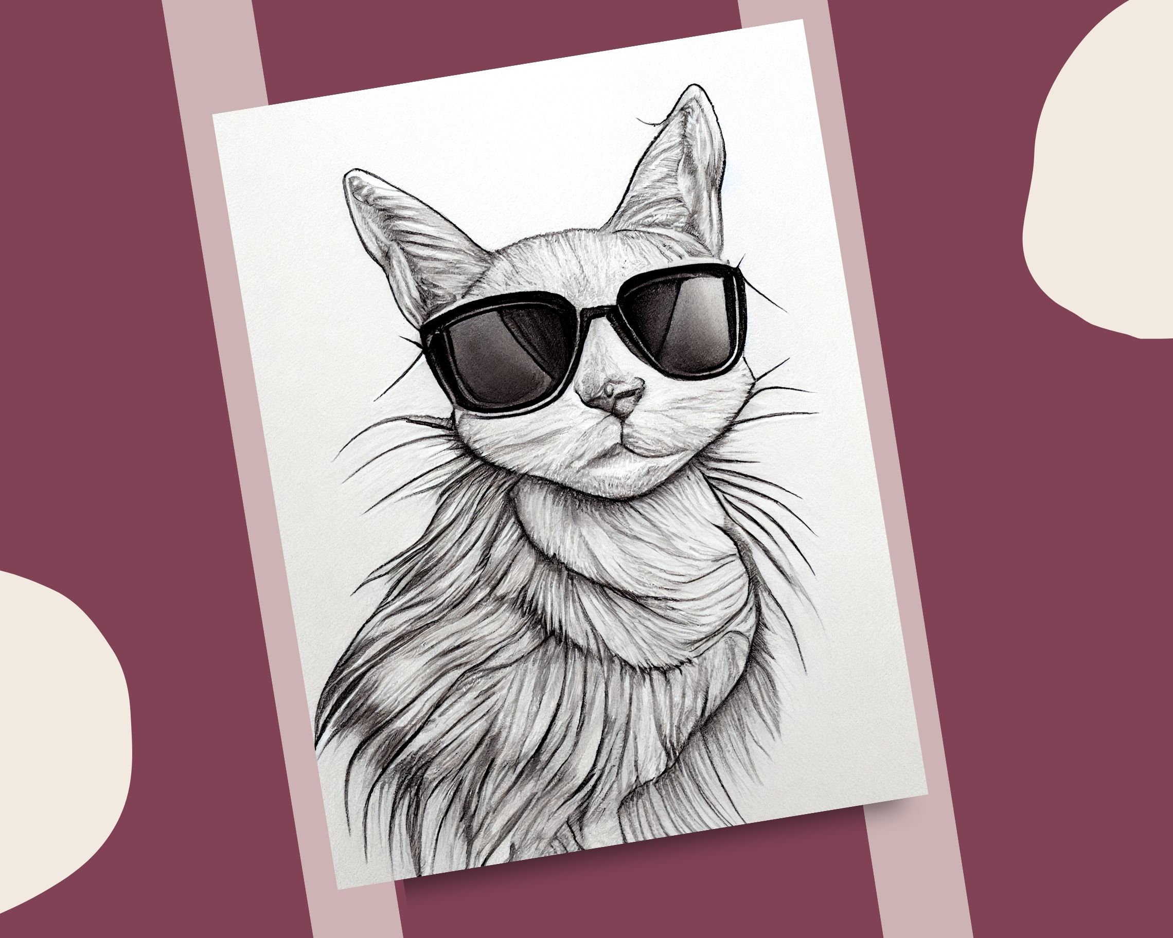 10 Cool Cats Coloring Pages Cats With Sunglasses - Etsy