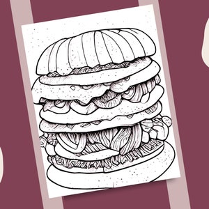 10 Hamburgers Coloring Pages Mega Burgers Coloring Book Printable Food ...