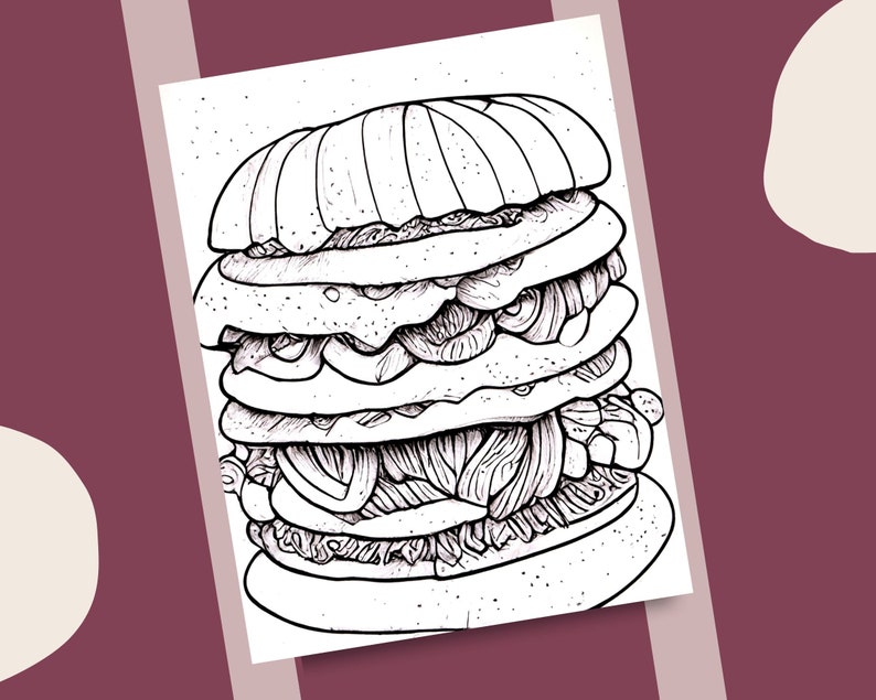 10 Hamburgers Coloring Pages Mega Burgers Coloring Book Printable Food ...
