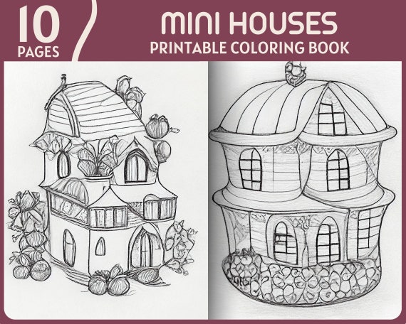 10 Mini Houses Coloring Pages Miniature House Fantasy Art - Etsy