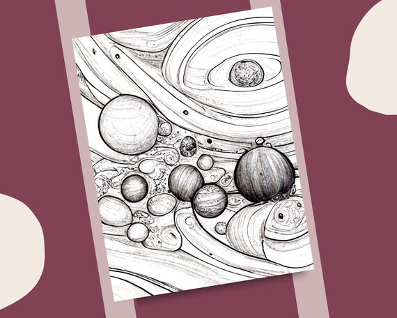 Space Planets Pencil Drawing