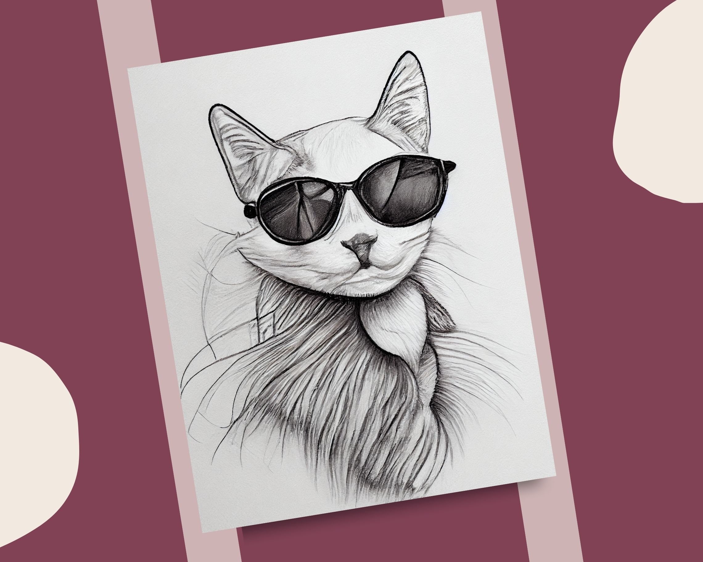 10 Cool Cats Coloring Pages Cats With Sunglasses - Etsy