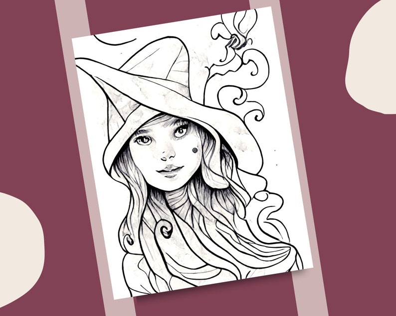 10 Witches Grayscale Coloring Pages Magical Fantasy Witch 10 Pages ...