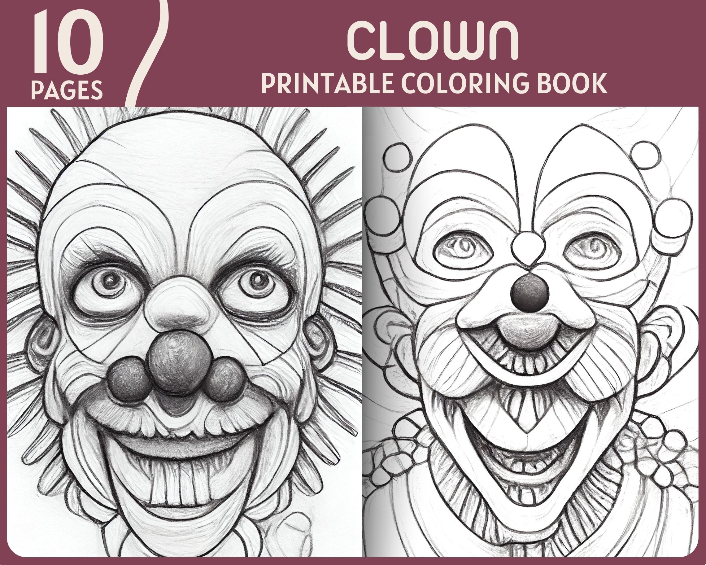 Happy Clown Faces Coloring Pages