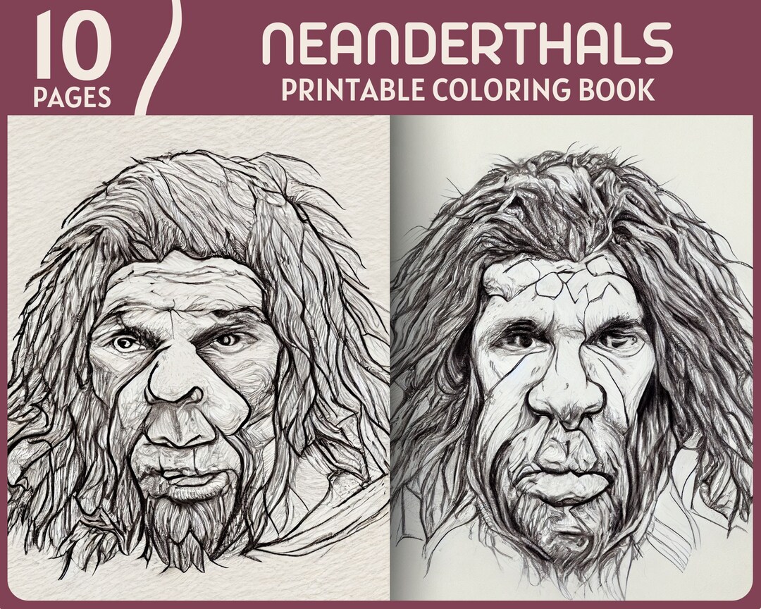 10 Neanderthals Coloring Pages Neanderthal Faces - Etsy Hong Kong