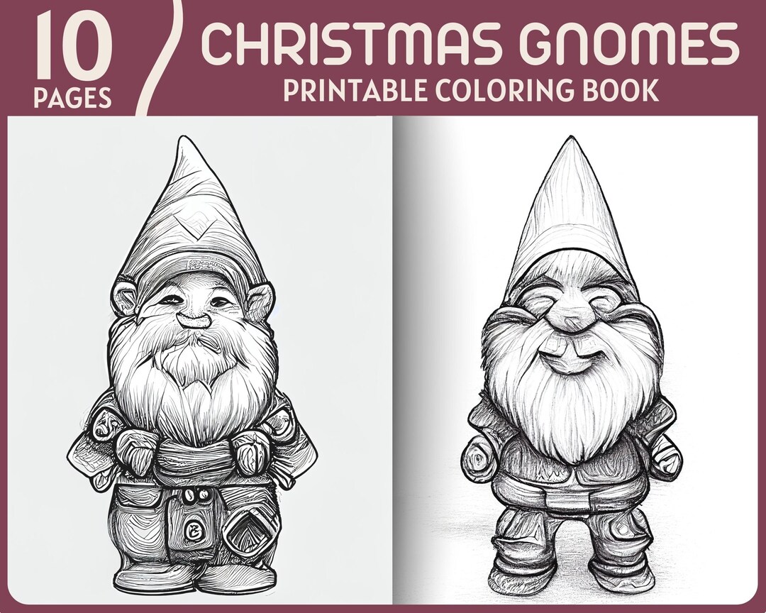 10 Christmas Gnomes Coloring Pages Christmas Coloring Book Printable ...