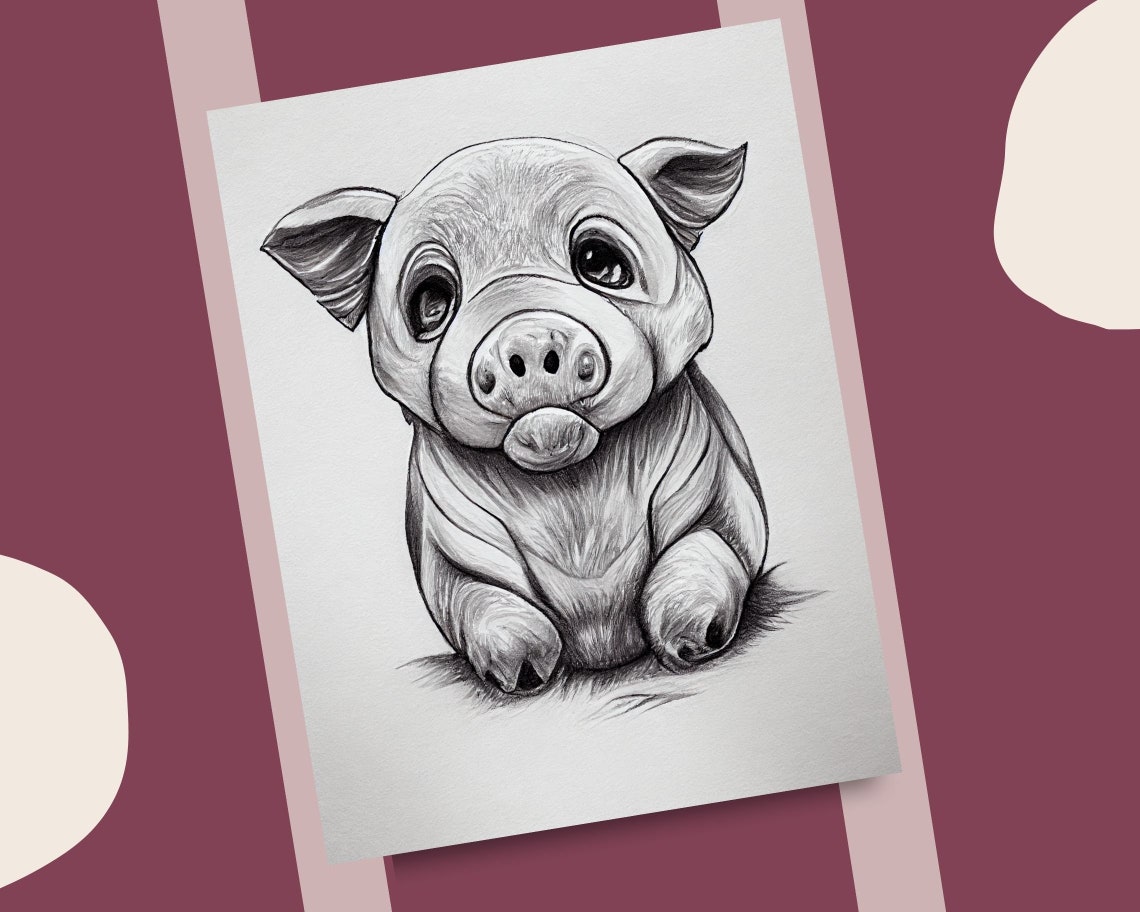 10 Cute Pigs Coloring Pages Realistic Pig Illustrations Printable ...