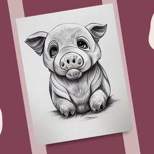 10 Cute Pigs Coloring Pages Realistic Pig Illustrations Printable ...