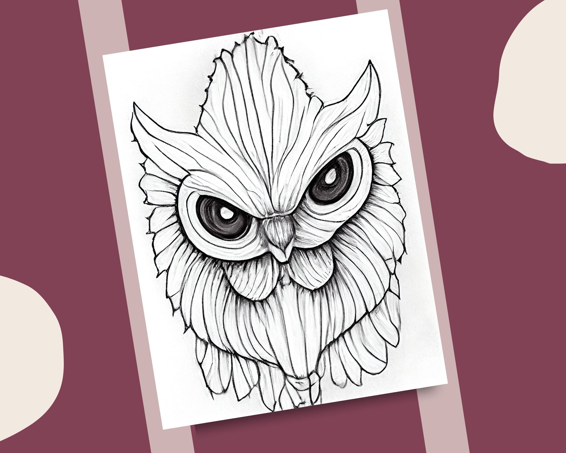 20 Spooky Owls Coloring Pages Spooky and Cute Owl Illustrations Animal ...