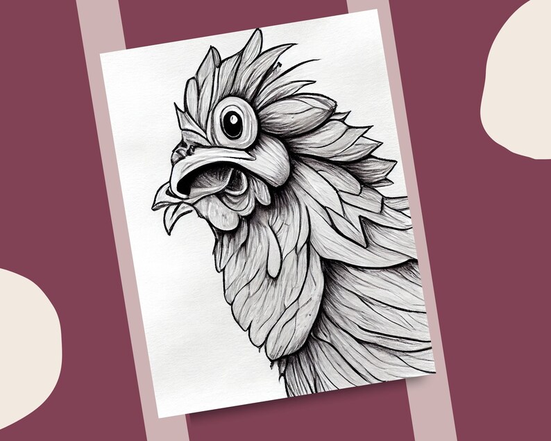 20 Chickens Coloring Pages Furry Crazy Chicken Illustrations Printable ...