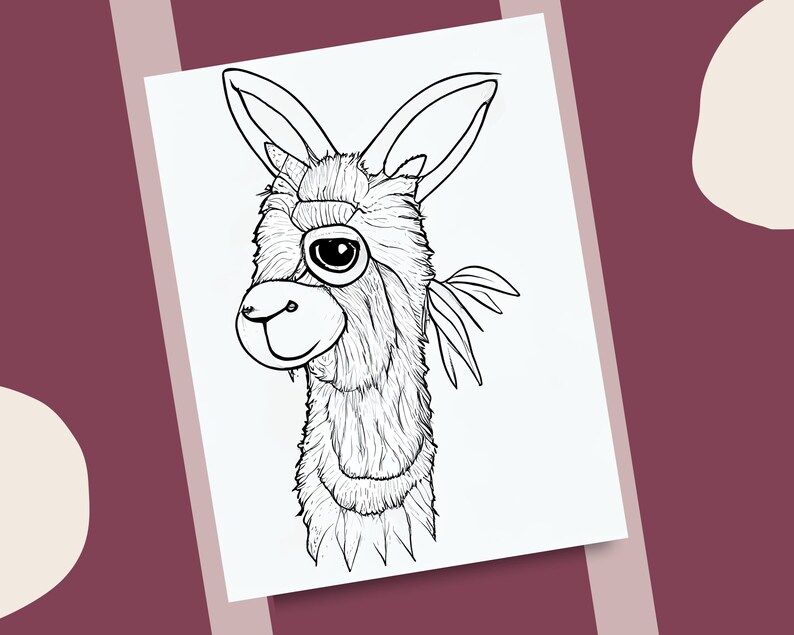 10 Llamas Coloring Pages Cartoon Llama Illustrations Printable Coloring ...