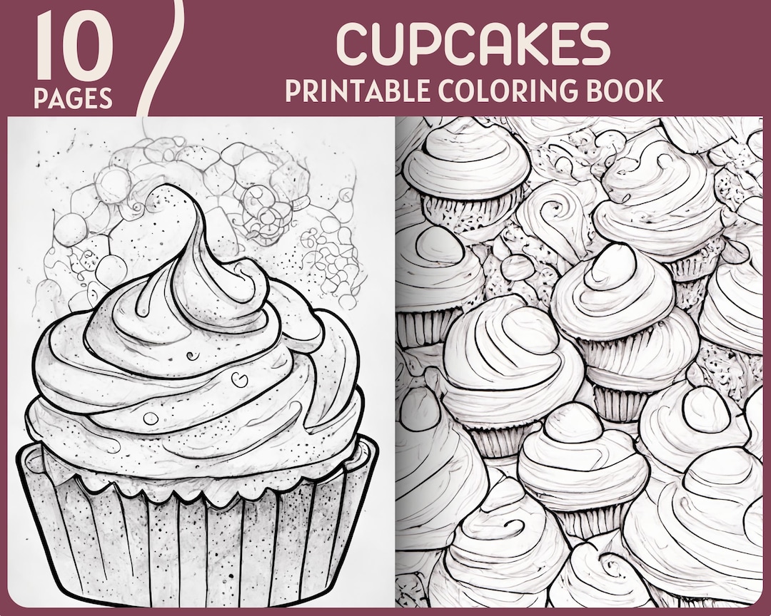 10 Delicious Cupcakes Coloring Pages Sweety Cupcake Illustrations ...