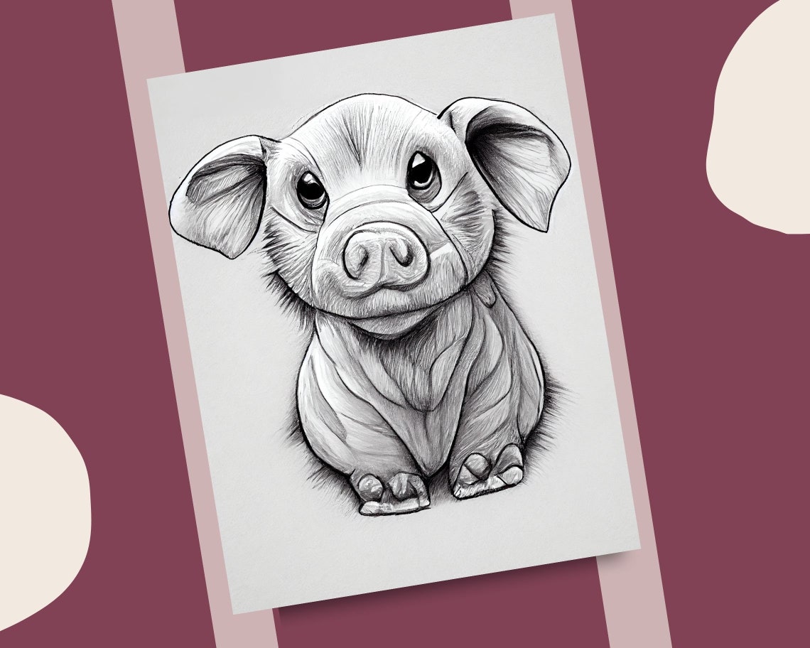 10 Cute Pigs Coloring Pages Realistic Pig Illustrations Printable ...