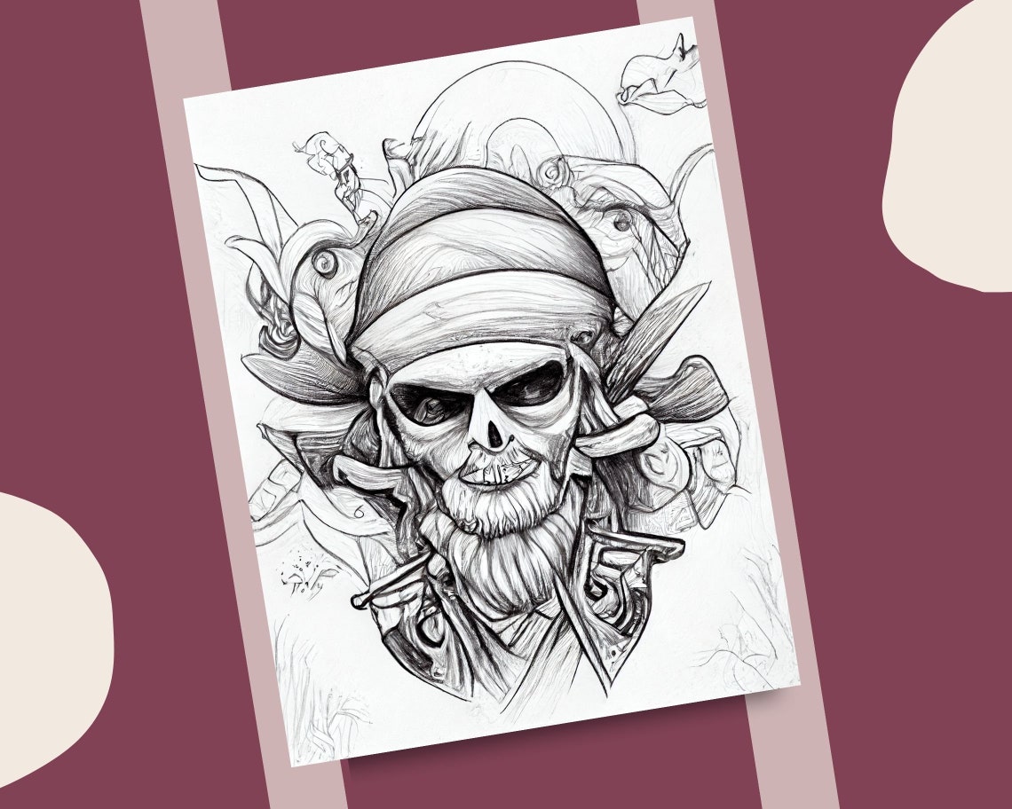 10 Pirates Coloring Pages Sea Ship Pirate Illustrations Nautical ...