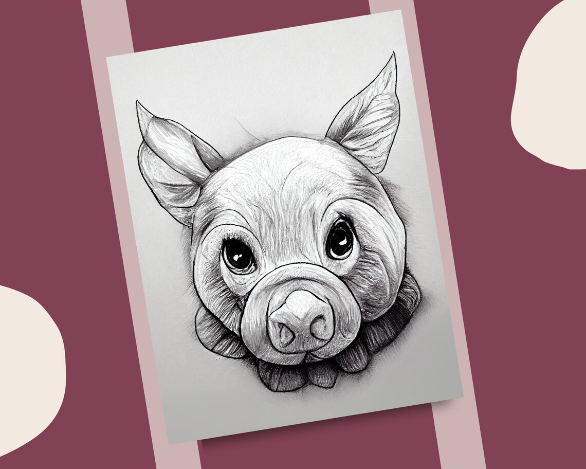 10 Cute Pigs Coloring Pages Realistic Pig Illustrations Printable ...