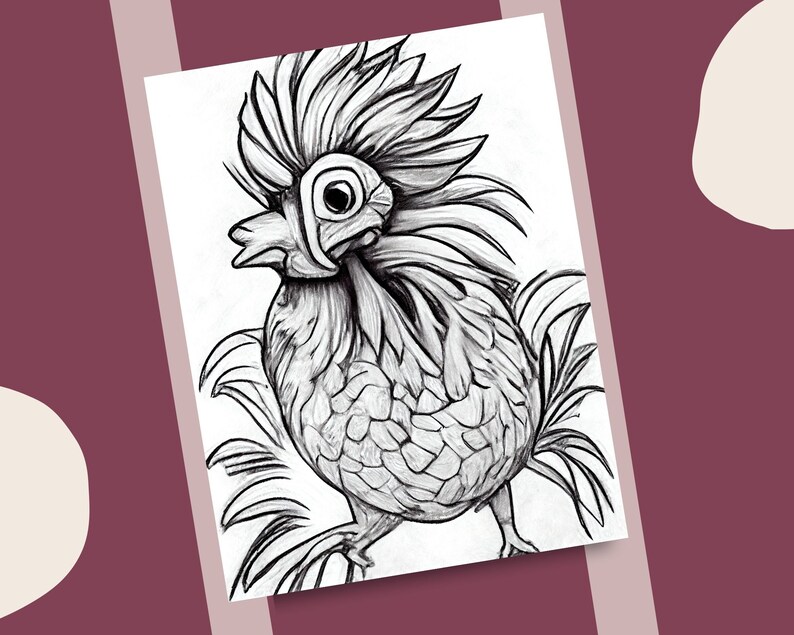 20 Chickens Coloring Pages Furry Crazy Chicken Illustrations Printable ...