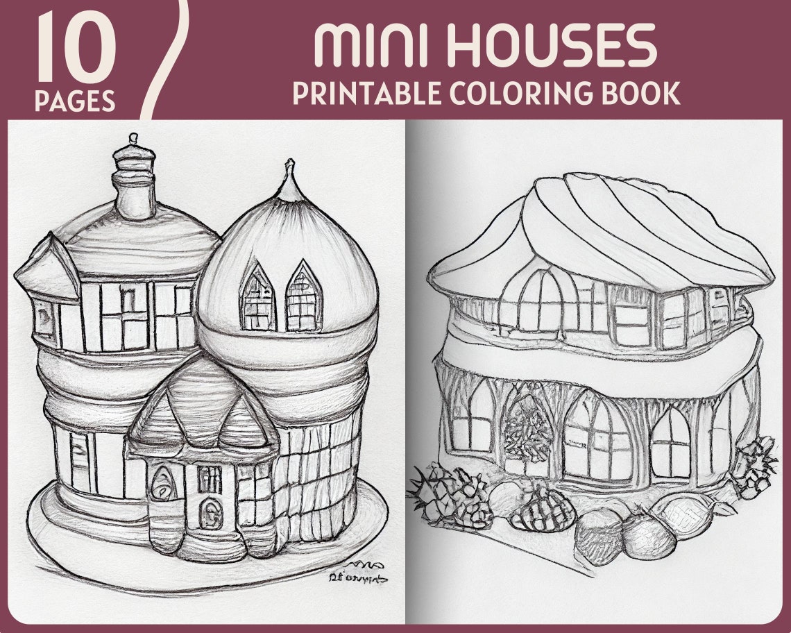 10 Fantasy Mini Houses Coloring Pages Fantastic Miniature Houses ...