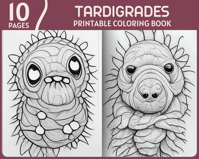 10 Cute Tardigrades Coloring Pages Water Bear Printable Coloring Book ...