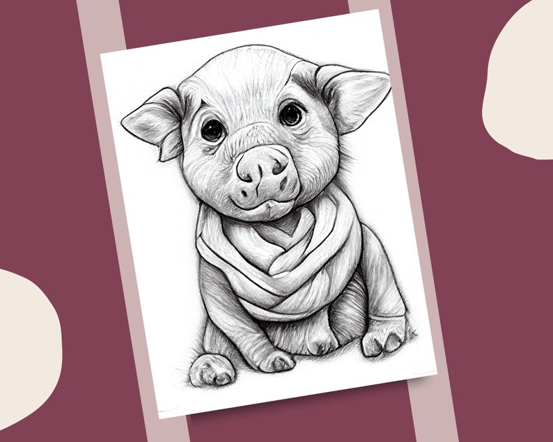 10 Cute Pigs Coloring Pages Realistic Pig Illustrations Printable ...