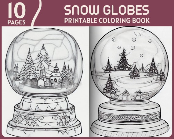 10 Snow Globes Coloring Pages Snow Globe Illustrations - Etsy