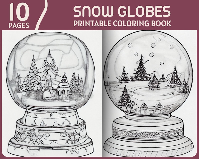 10 Snow Globes Coloring Pages Snow Globe Illustrations Printable ...