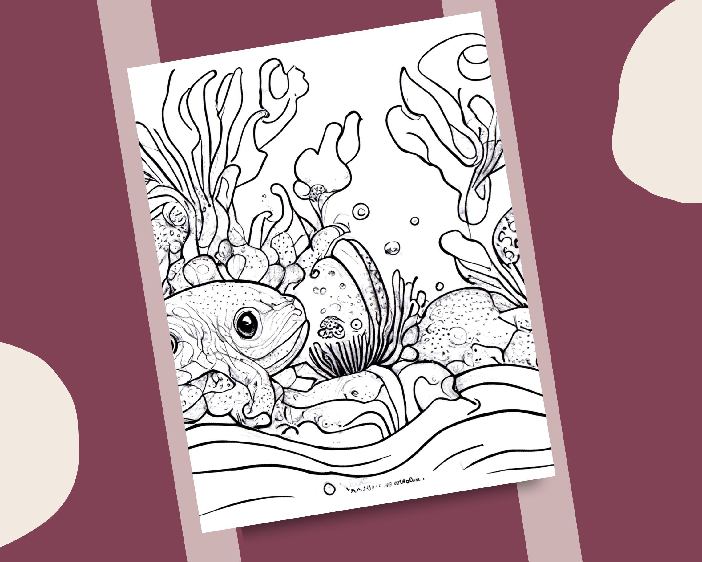10 Underwater Scene Coloring Pages Fish and Underwater Life Theme ...