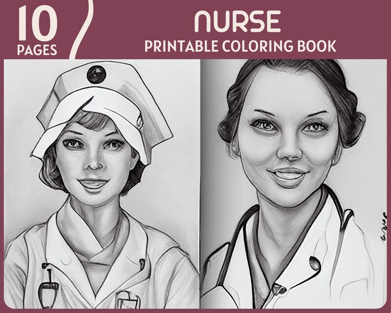 10 Nurse Portraits Coloring Pages Nurse Face Portrait Printable ...