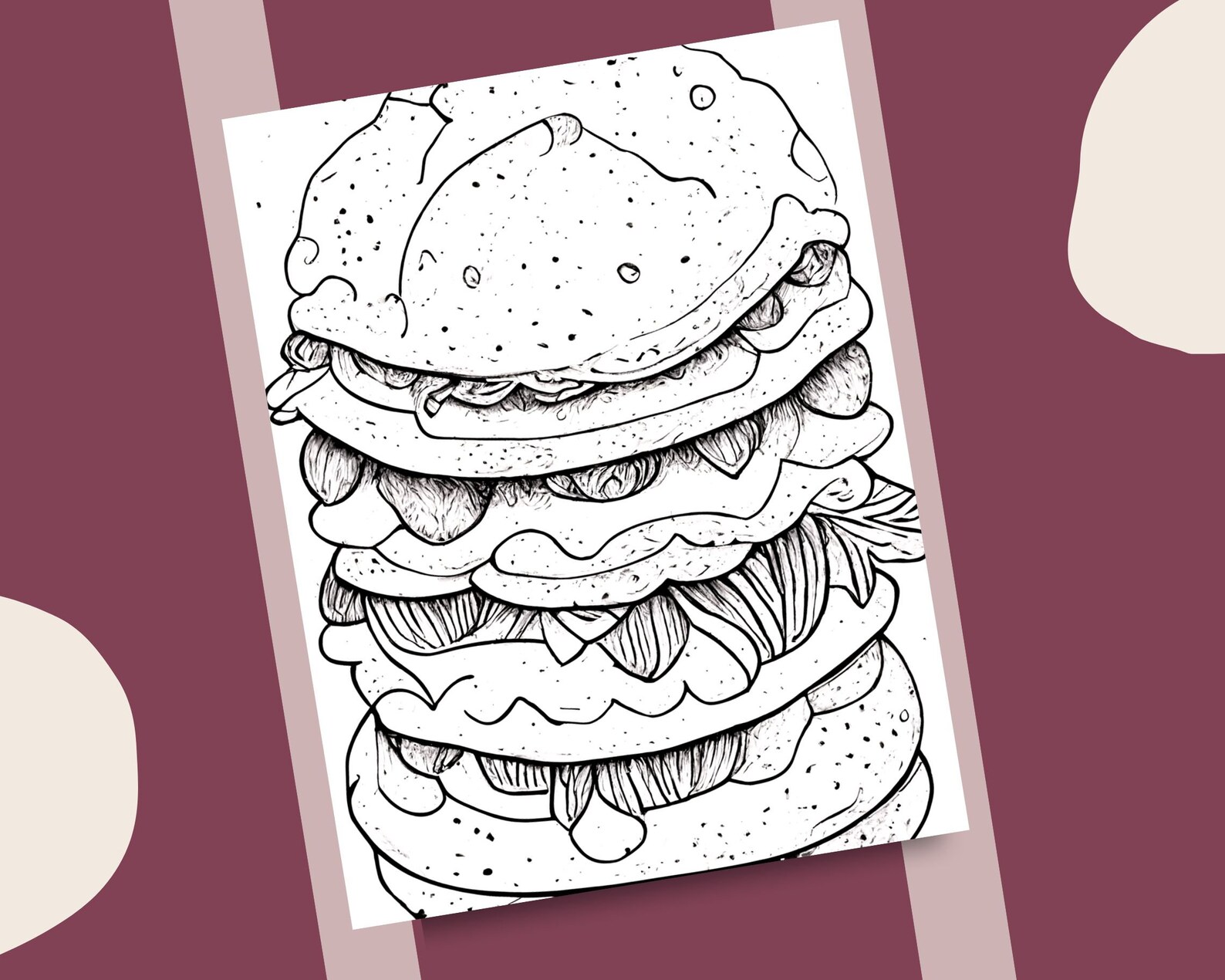 10 Hamburgers Coloring Pages Mega Burgers Coloring Book Printable Food ...