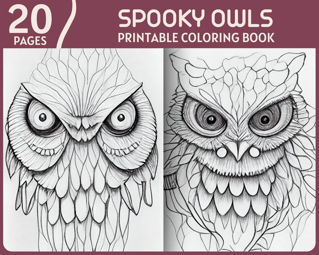 20 Spooky Owls Coloring Pages Spooky and Cute Owl Illustrations Animal ...