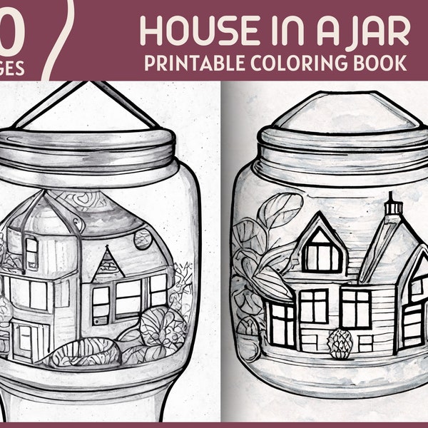 Houses Jar Coloring - Etsy