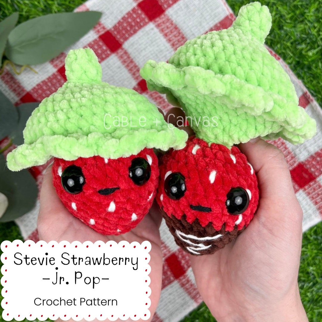NO SEW Stevie Strawberry - Jr. Pop, Crochet Pattern, Crochet Pop, Pop ...