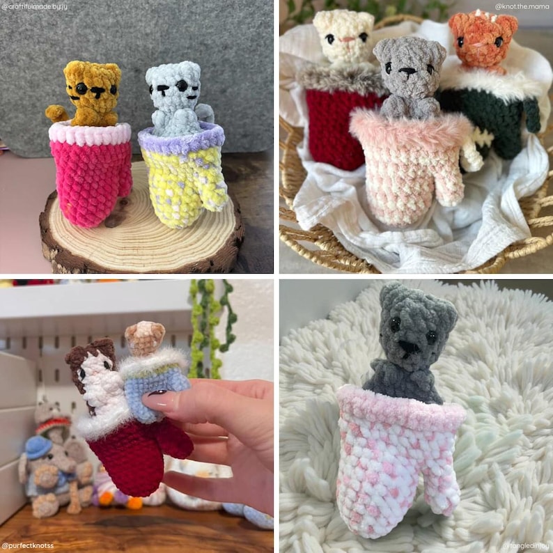 Popping Kittens in Mittens Crochet Pattern, No Sew, Digital File Only ...