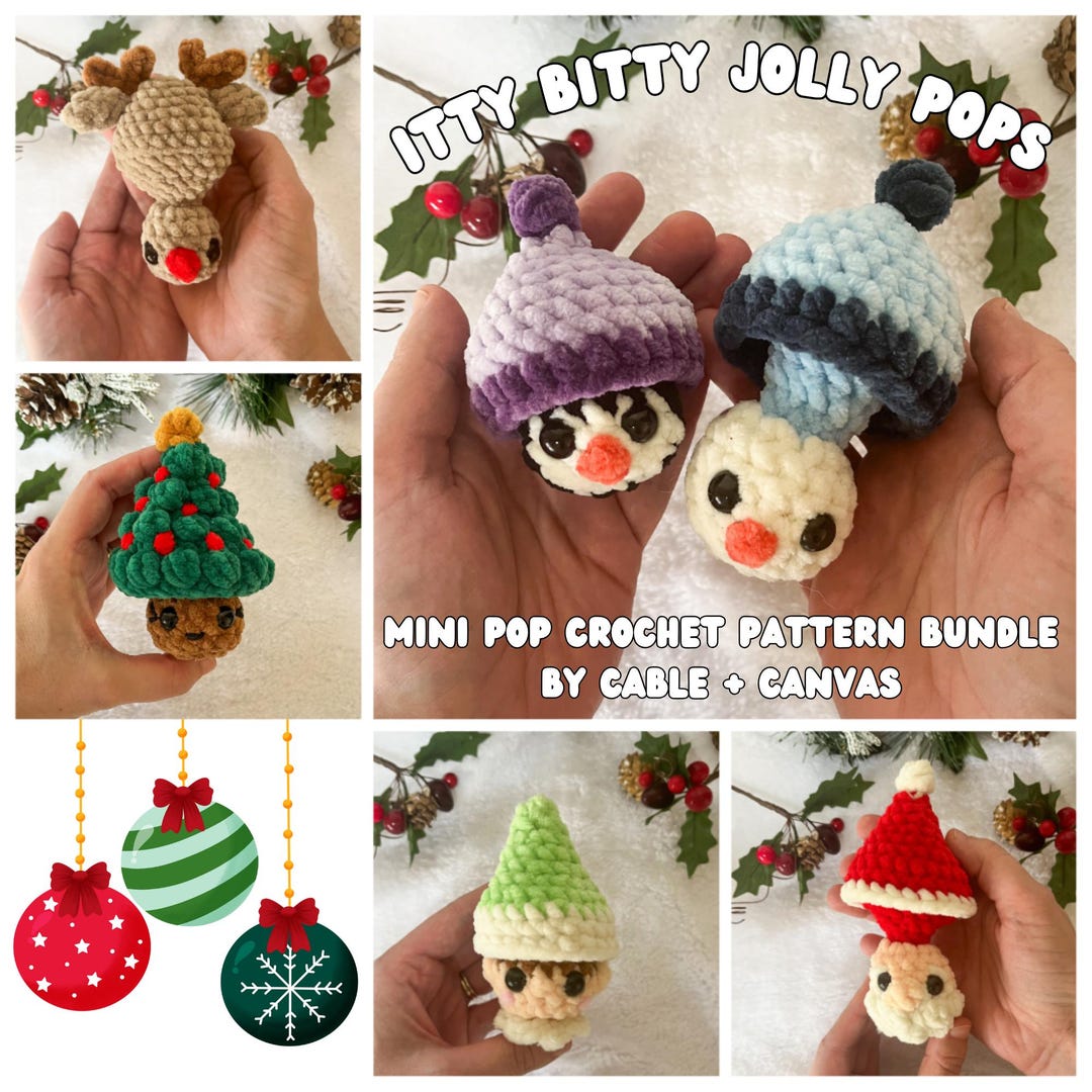 Crochet Christmas Jolly Pops Pattern Bundle (PDF Download) - Reindeer ...