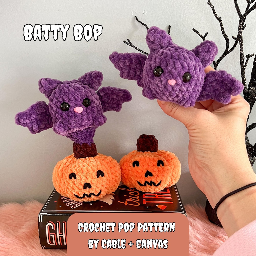 Batty Boo Bop Crochet Pattern: Low Sew Halloween Bat & Pumpkin (PDF ...