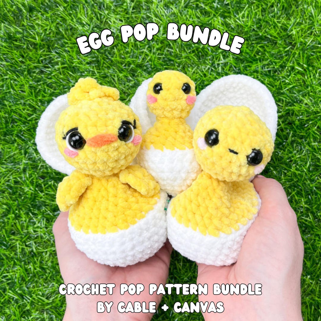 BUNDLE Egg Pop, Itty Bitty + Jr. Size Egg Pops, LOW SEW, Crochet Easter ...