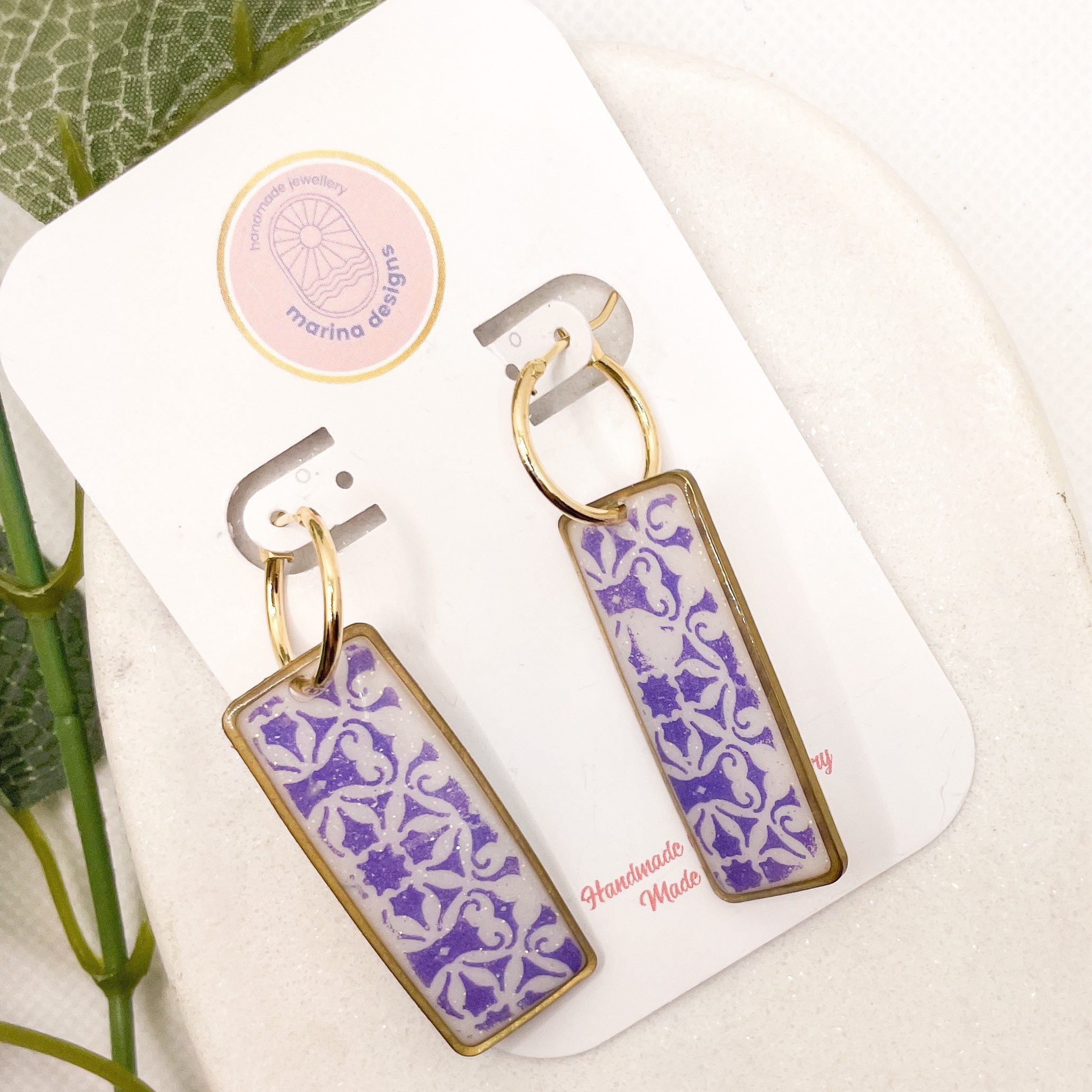 Mediterranean Style Earrings, Blue Tile Earrings, Birthday Gifts for ...