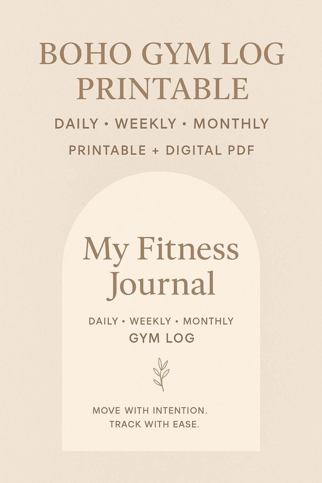 Boho Gym Log Printable | Workout Tracker With Weekly & Monthly Reviews ...