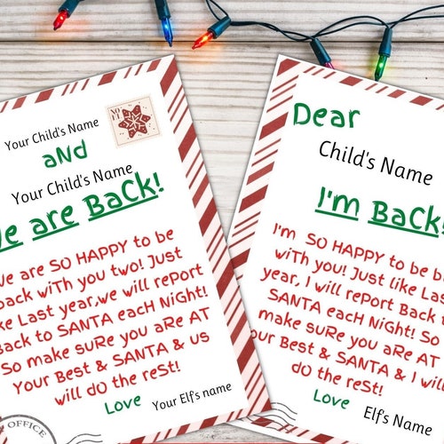 I'm Back Elf Arrival Letter Return Letter Christmas - Etsy
