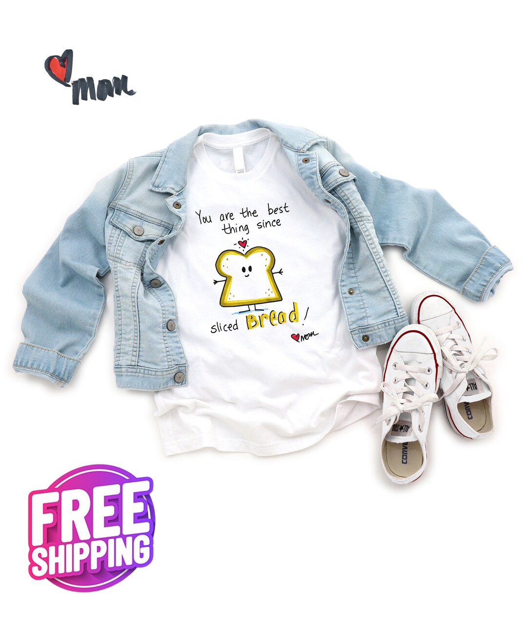 Sliced Bread Shirt, Love Mom, Youth Kids Shirt, Cute School Tee, Gift ...