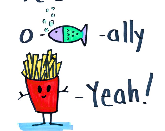 It’s O-fish-ally Fry-yay SVG – Cute Hand Drawn Fish & Fries Pun | Funny ...