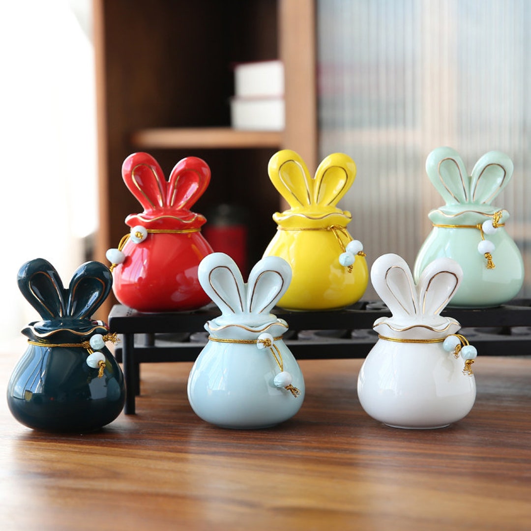 Rabbit Ceramic Jars, Jars With Lids, Earthen Jars, Ceramic Jars With ...