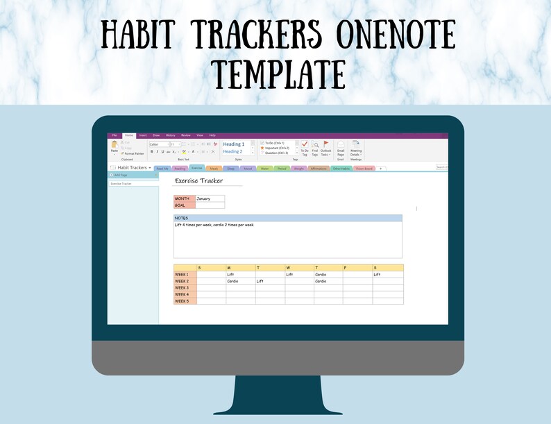 Habit Trackers for Onenote, Onenote Template, Track Goals All in One ...