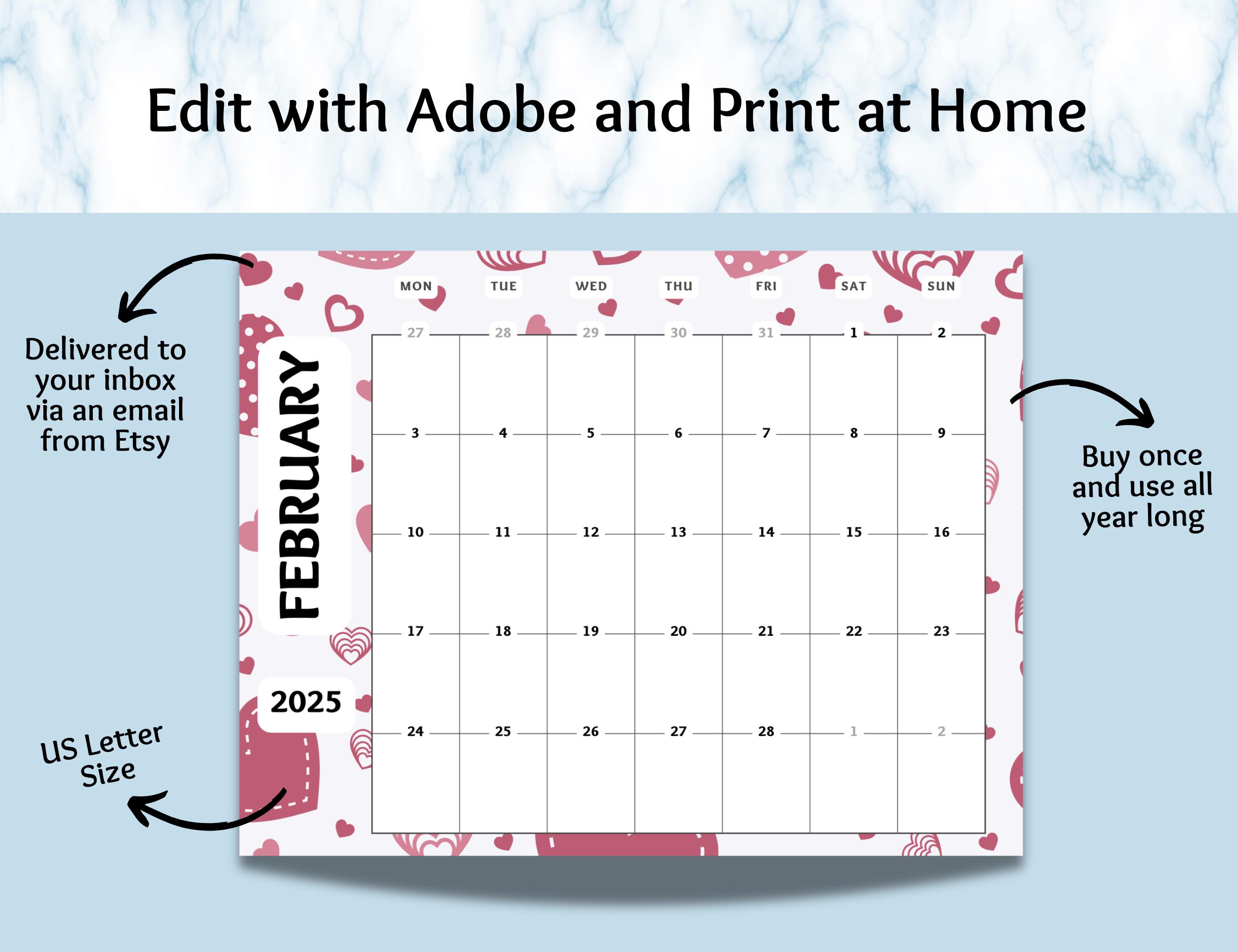Editable Academic Calendar Calendar Printable and Editable, Instant ...