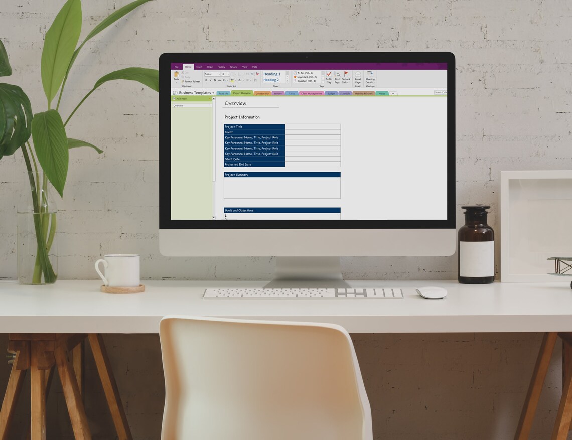Project Management Template for Onenote, Business Template, Track ...