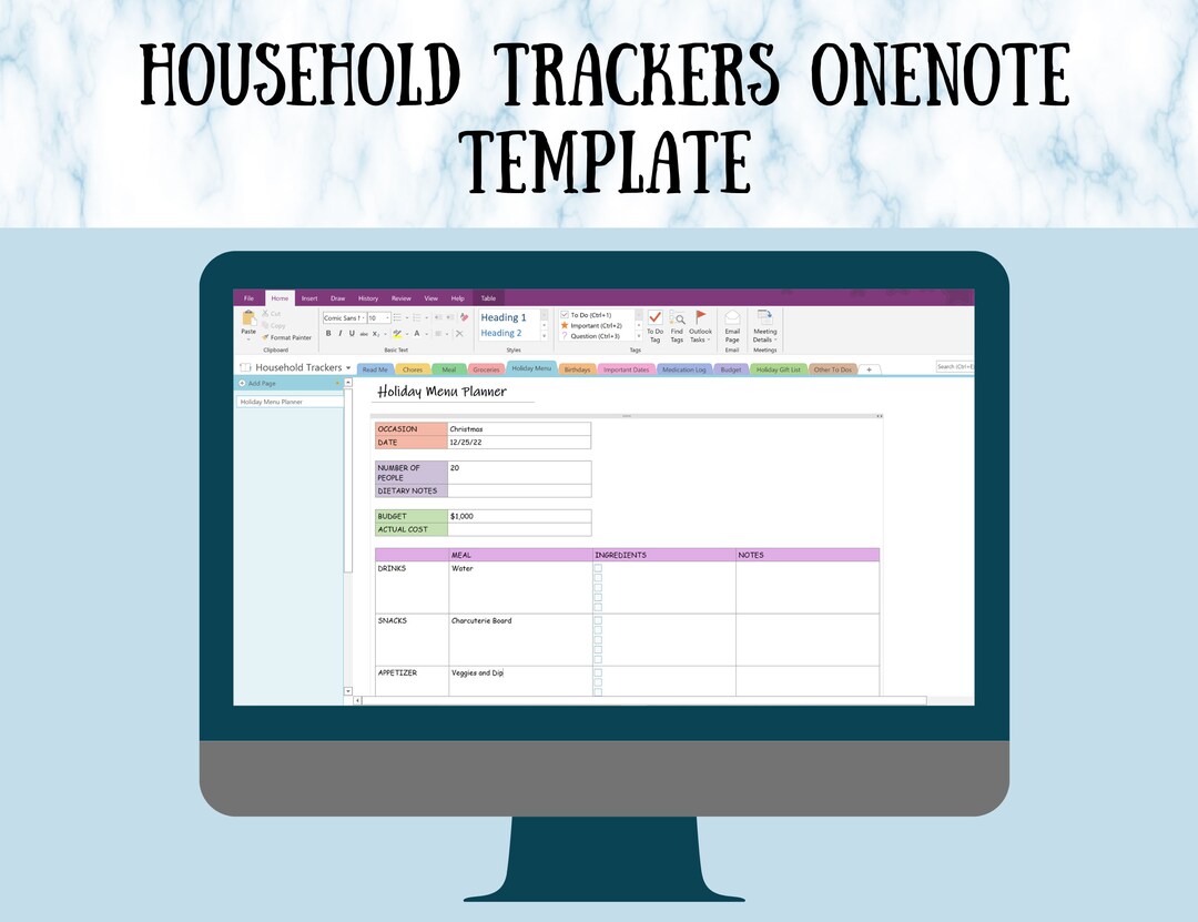 Onenote Household Tracker Templates, Planner Template Pages ...