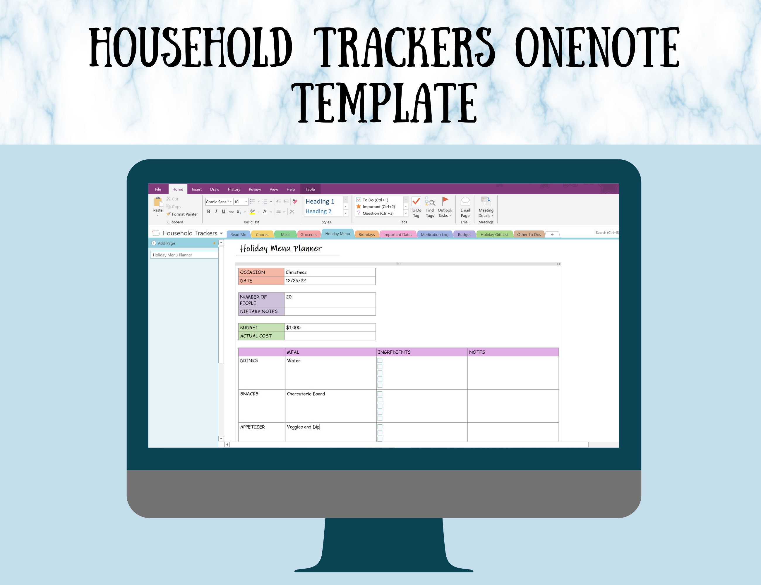 Onenote Household Tracker Templates, Planner Template Pages ...